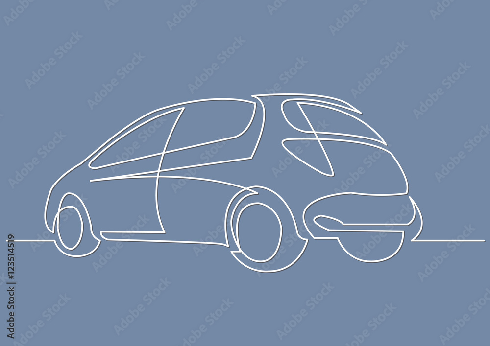 continuous line drawing of hatchback car Stock Vector | Adobe Stock