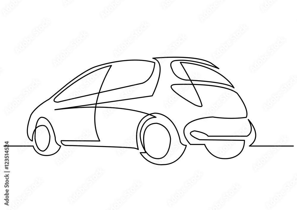 continuous line drawing of hatchback car Stock Vector | Adobe Stock
