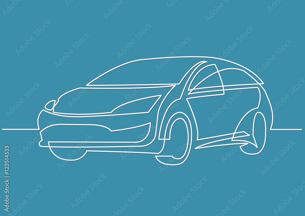 continuous line drawing of motor car Stock Vector | Adobe Stock