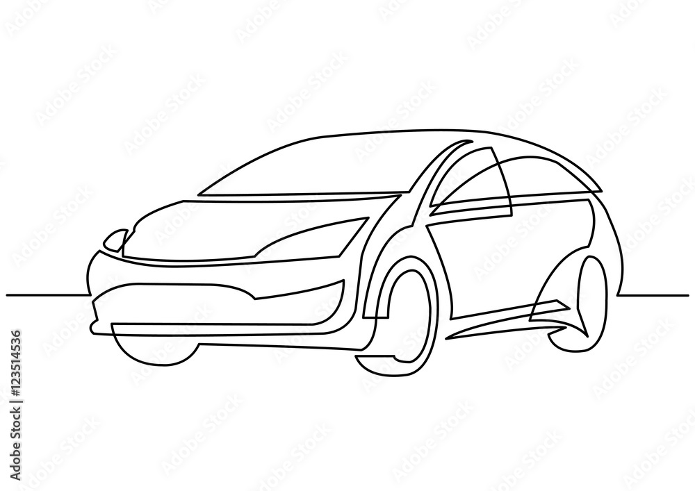 continuous line drawing of motor car Stock Vector | Adobe Stock