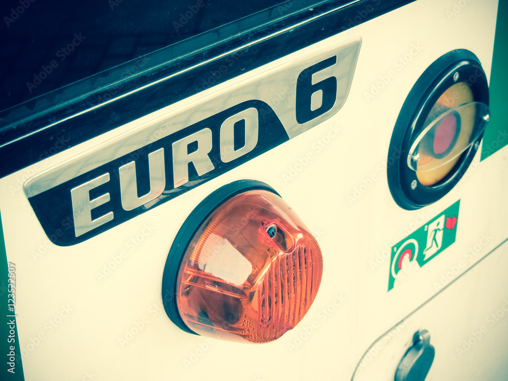 Euro 6 label on bus for urban transport Stock Photo | Adobe Stock