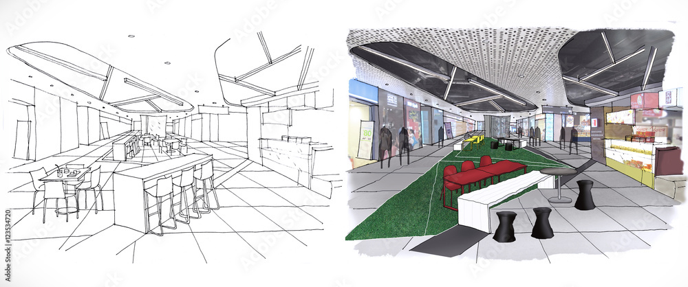 Department Store Interior Sketch