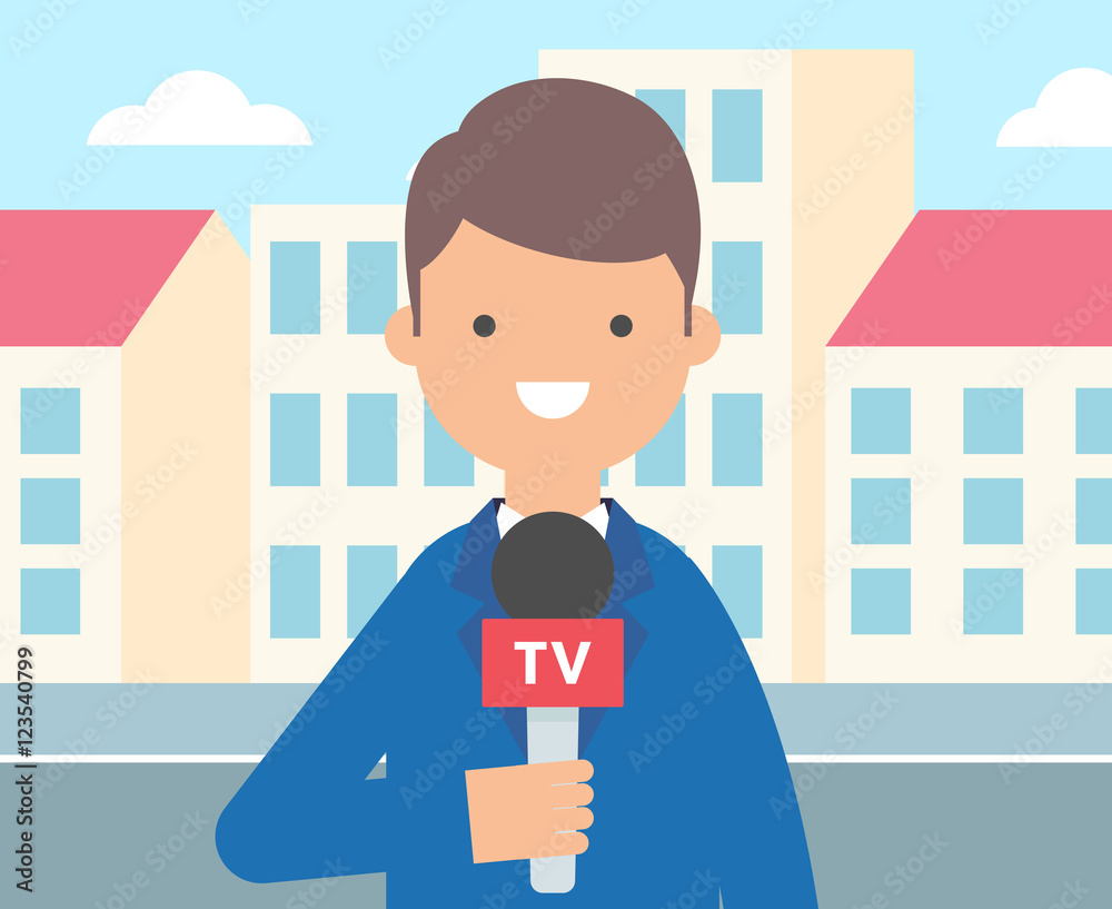 TV reporter vector illustration Stock Vector | Adobe Stock