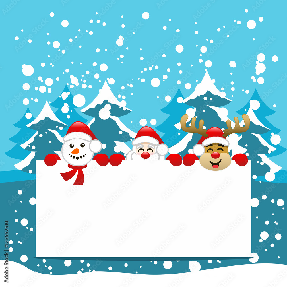 Christmas Greeting Santa Claus Rudolph Snowman Cartoon Stock Vector ...