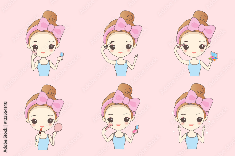 Cartoon woman make up Stock Vector | Adobe Stock