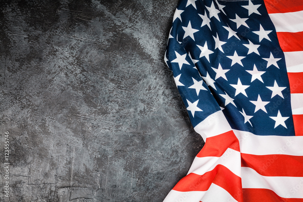 USA flag on grey background Stock Photo | Adobe Stock