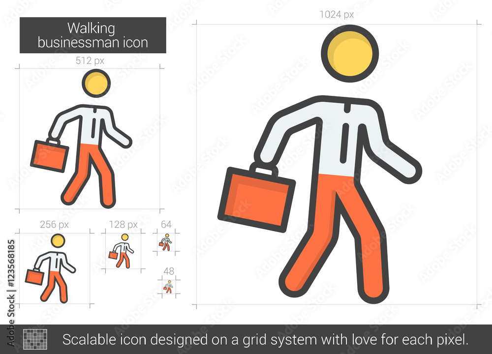 Walking businessman line icon. Stock Vector | Adobe Stock