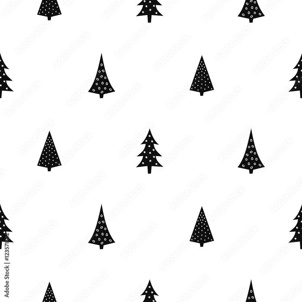 Black and white simple seamless Christmas pattern - varied Xmas trees ...