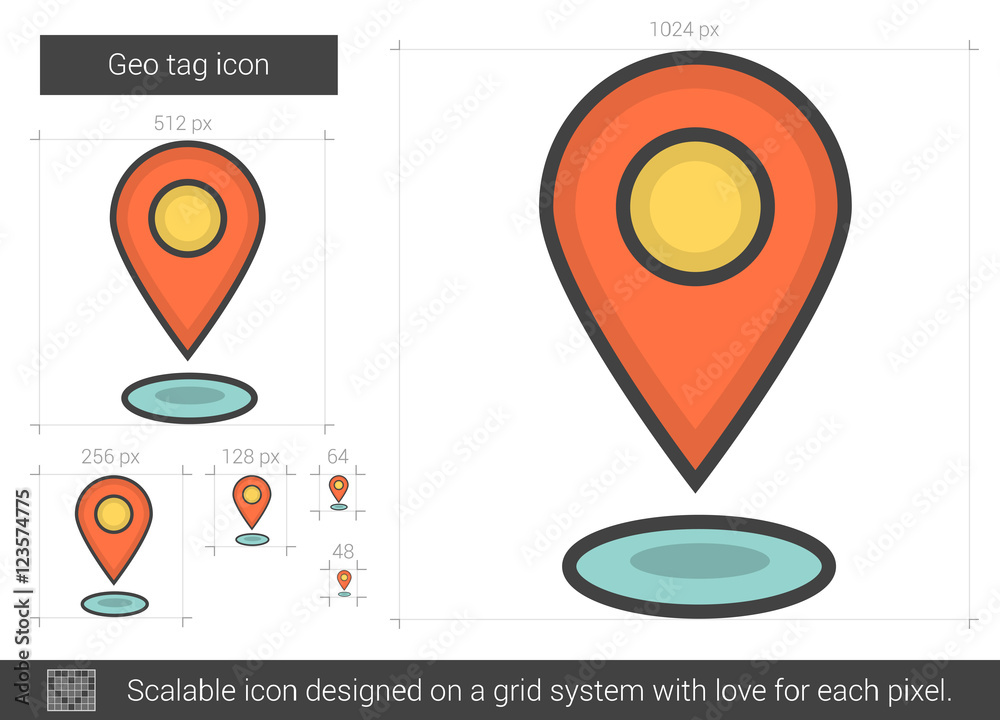 Geo tag line icon. Stock Vector | Adobe Stock