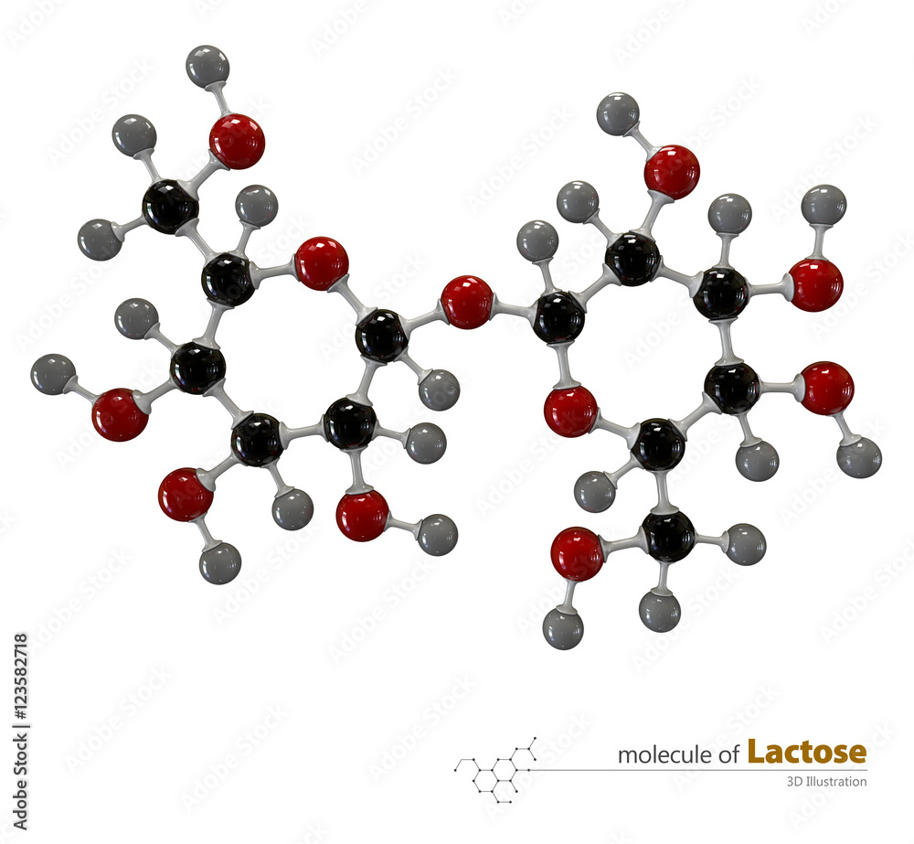 Illustration of Lactose Molecule isolated white background Stock ...