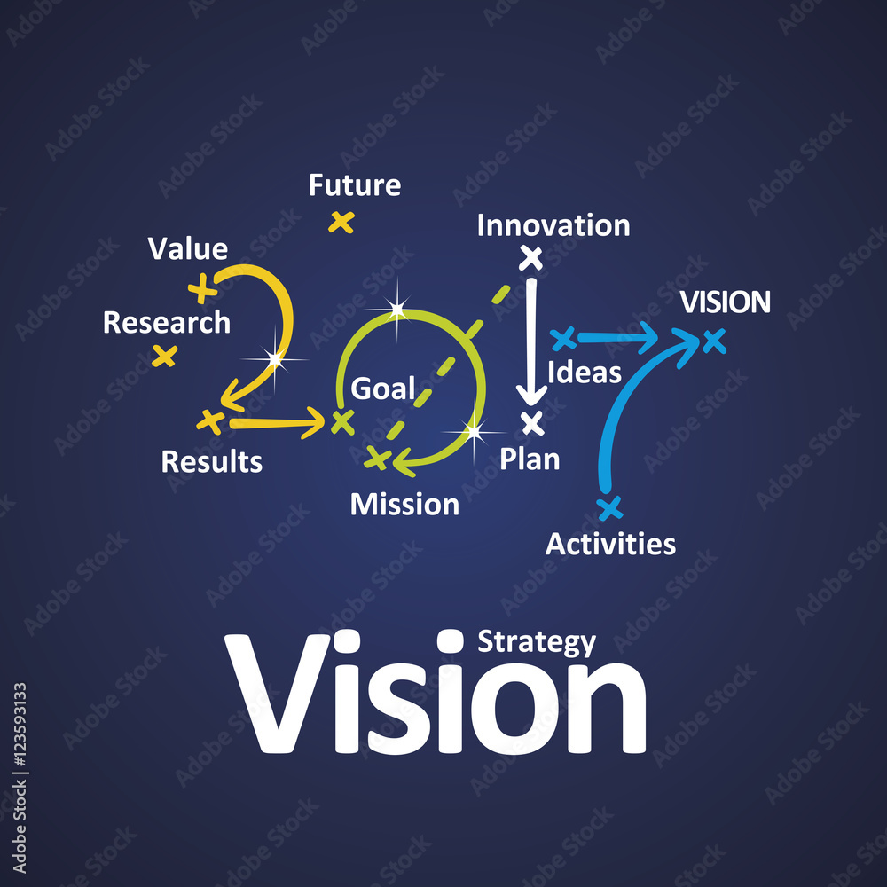 Vision strategy 2017 color blue background Stock Vector | Adobe Stock