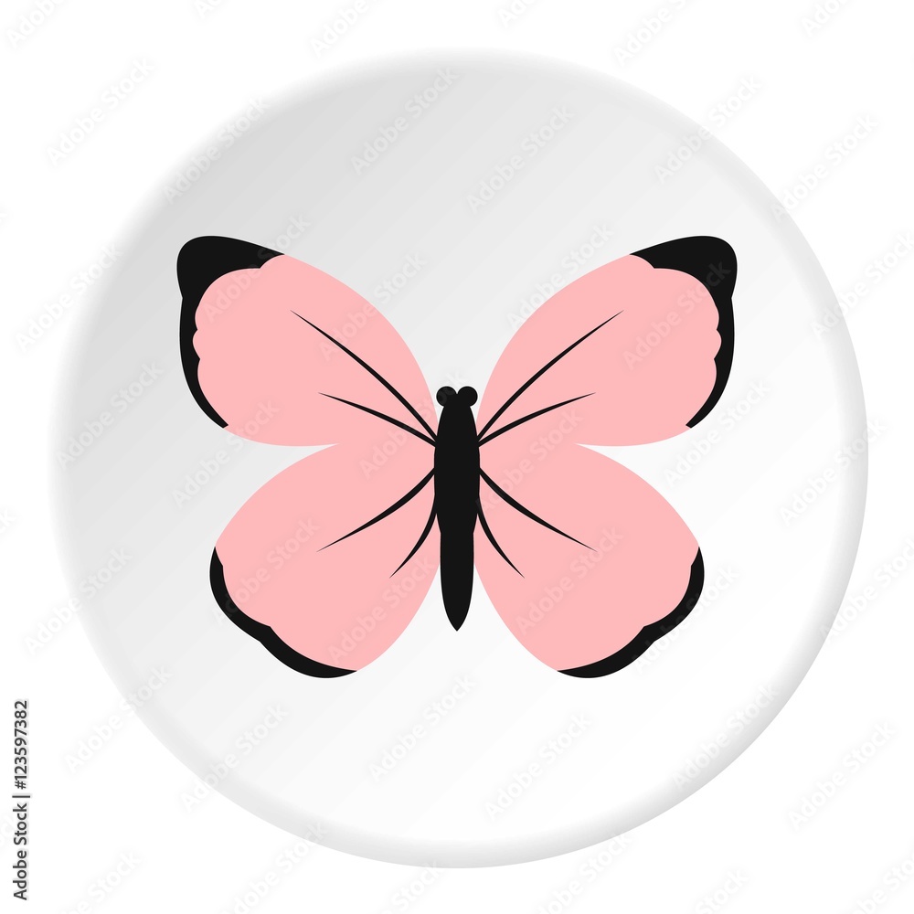 Cute pink butterfly icon. Flat illustration of butterfly vector icon ...
