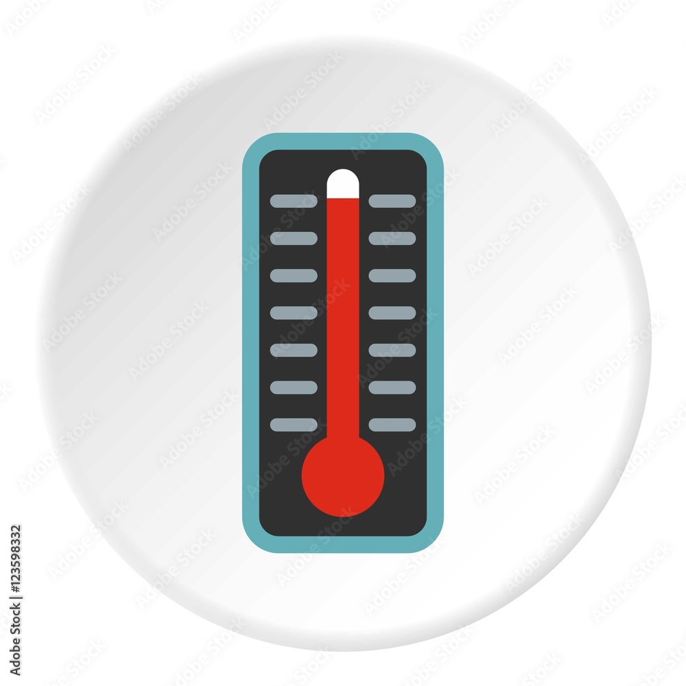 Thermometer with high temperature icon. Flat illustration of ...