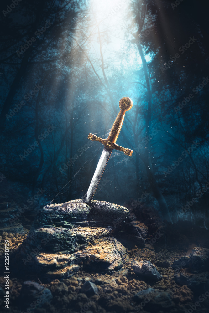 sword in the stone excalibur Stock Photo | Adobe Stock