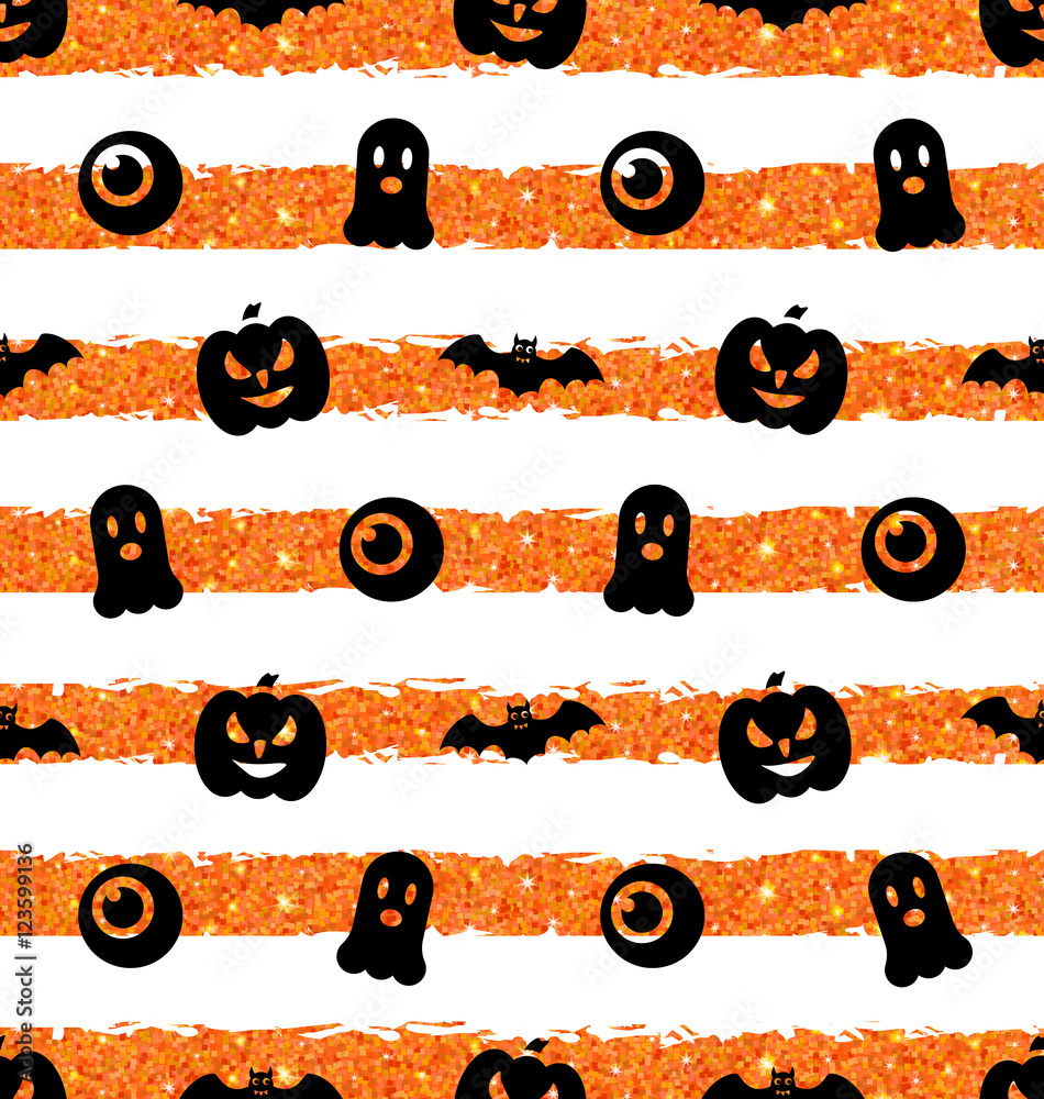 Seamless Texture with Pumpkin, Bat, Spooky, Eye Stock Vector | Adobe Stock