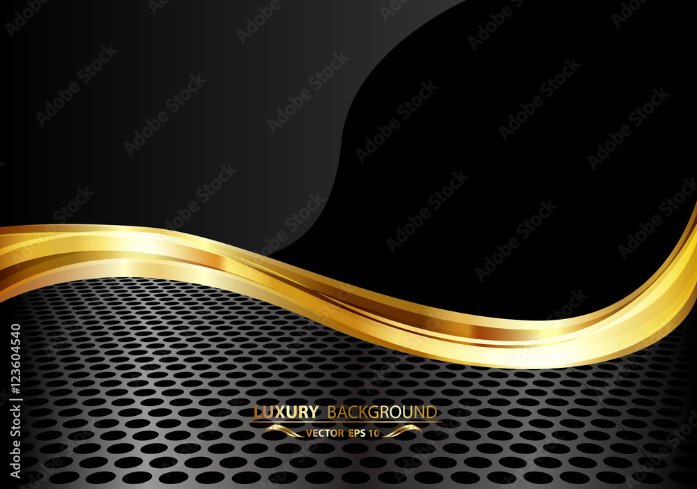 Abstract luxury black gold on metal mesh background design vector ...
