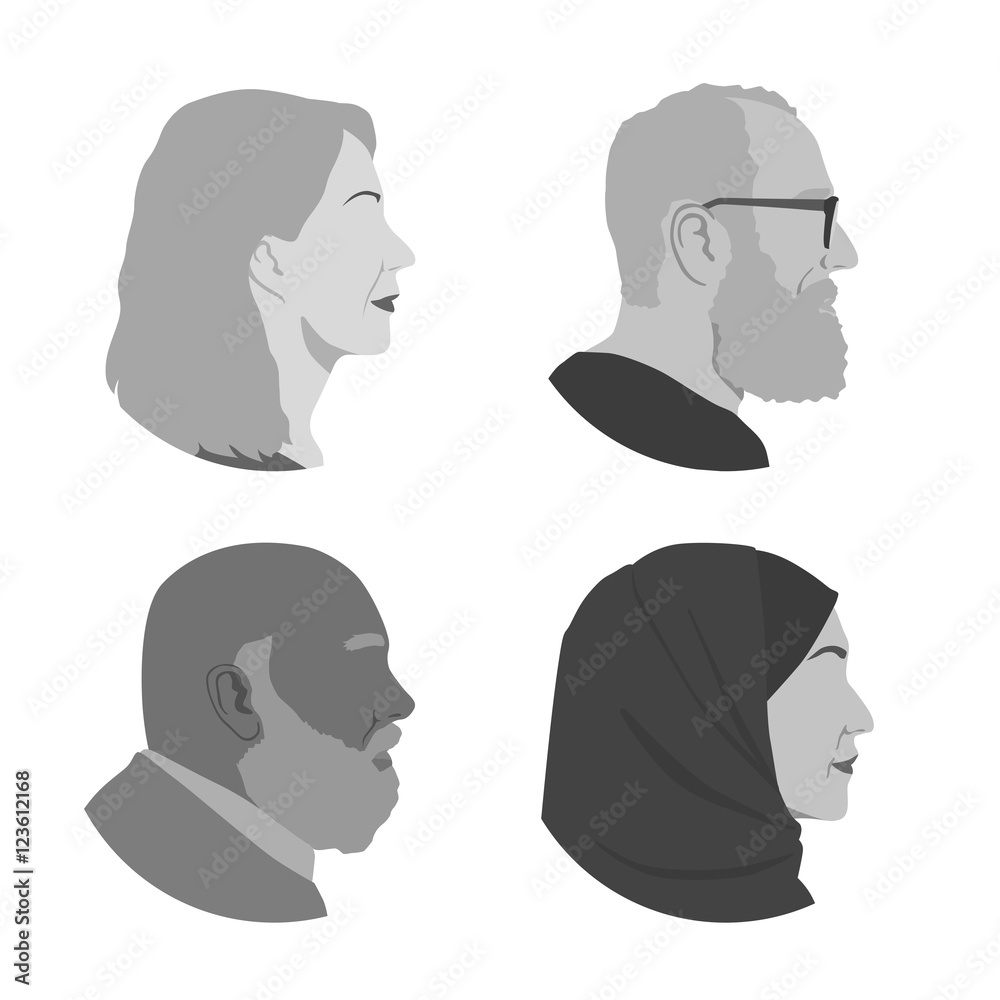 various senior people profile set, avatar icons, aged people face ...