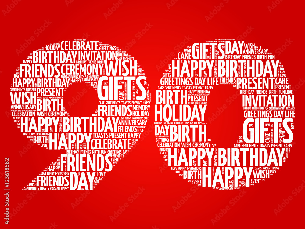 Happy 90th birthday word cloud collage concept Stock Vector | Adobe Stock