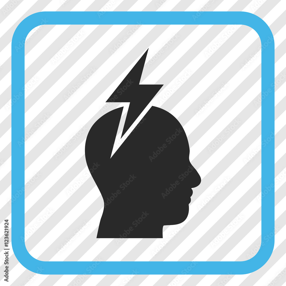 Headache blue and gray vector icon. Image style is a flat pictogram ...