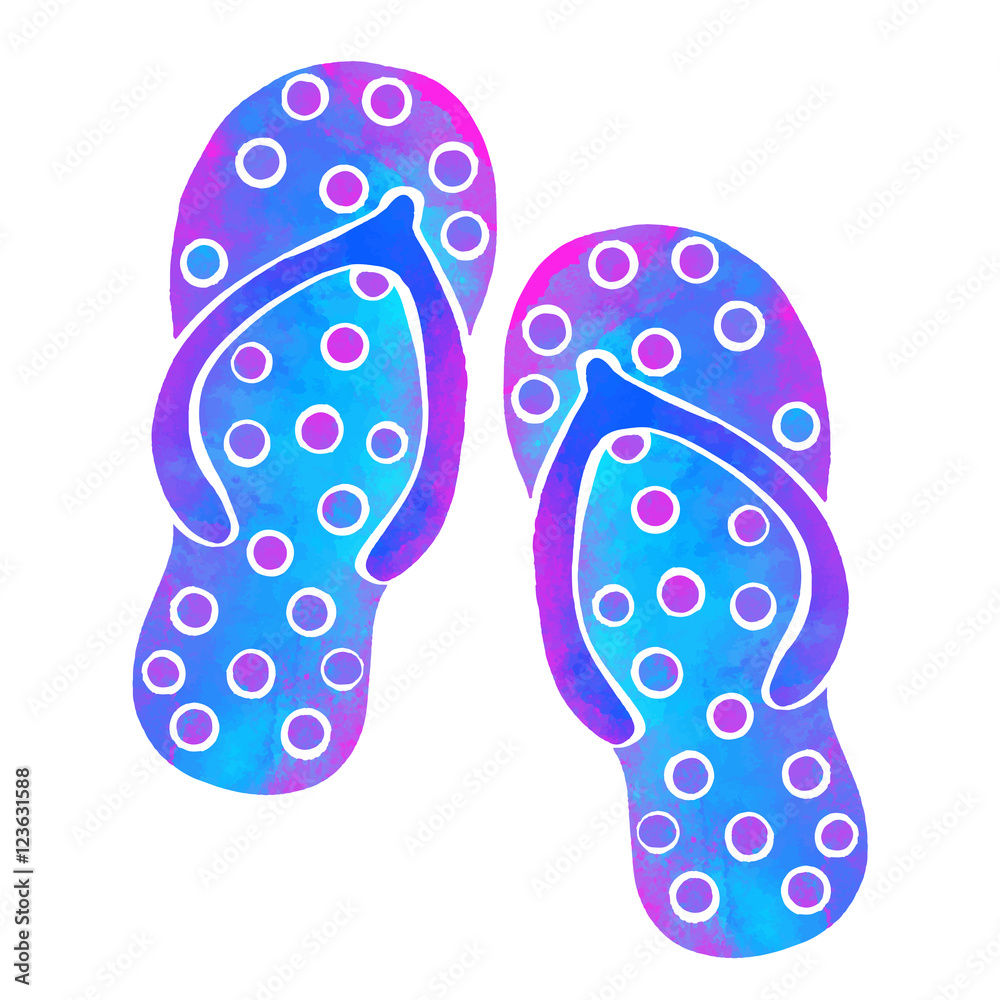 Watercolor flip flop sandals Stock Vector | Adobe Stock