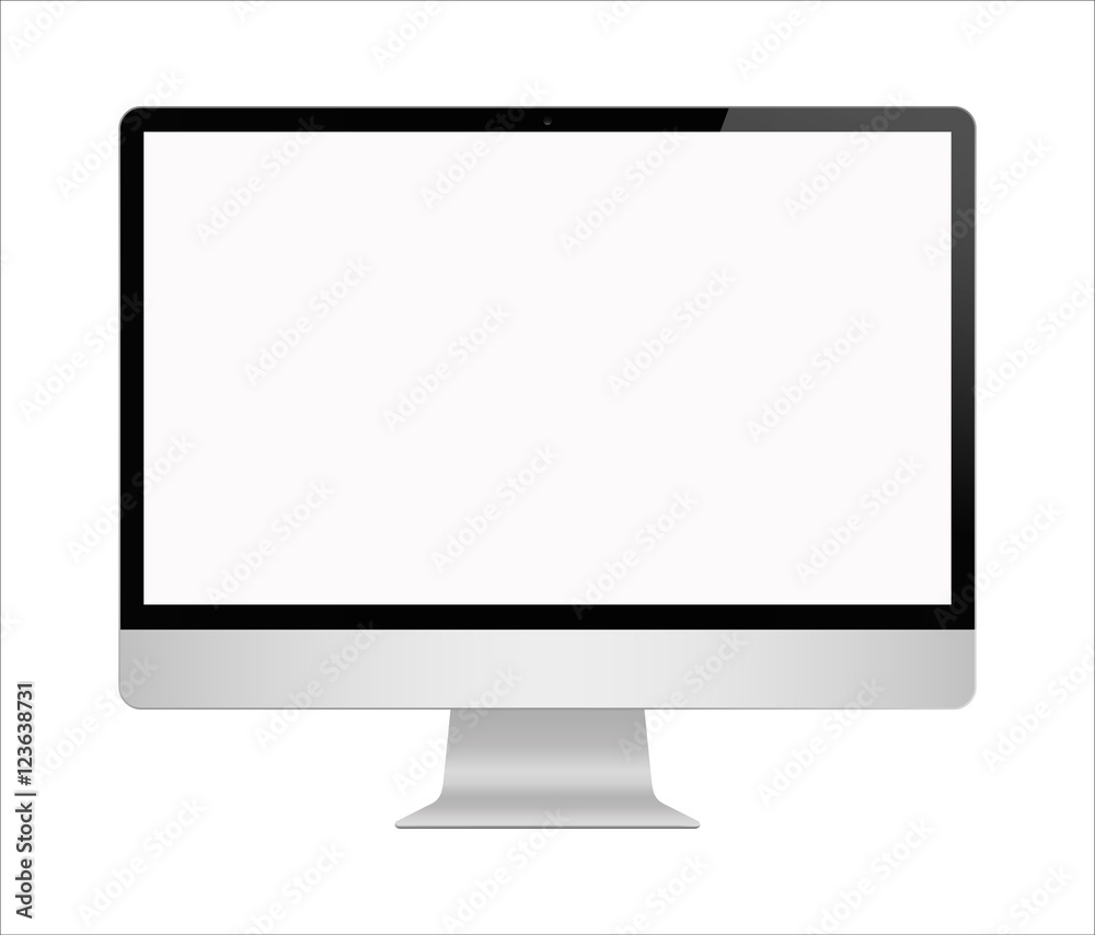 Computer with blank screen on white background Stock Vector | Adobe Stock