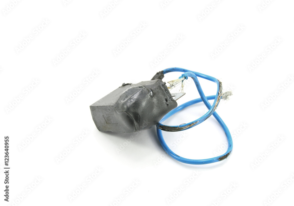 Broken capacitor on white background Stock Photo | Adobe Stock