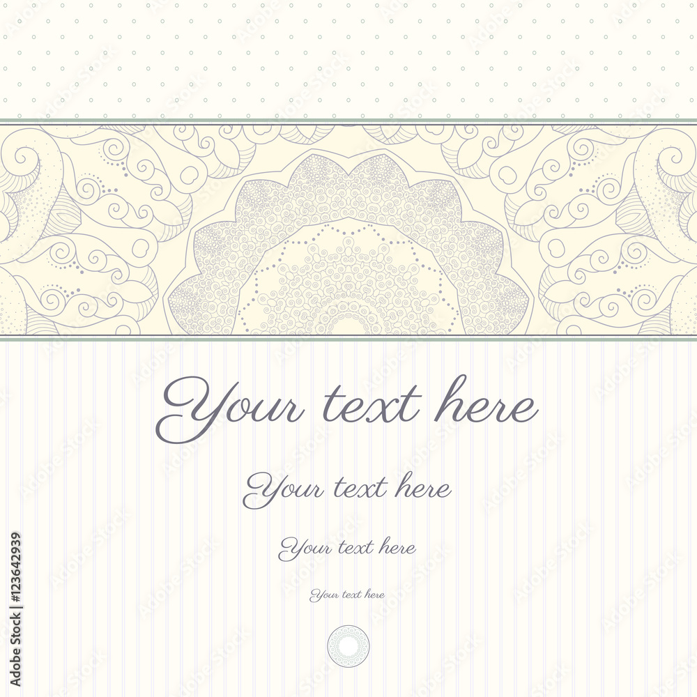 Vector abstract card with sample text in soft colors. Decor is delicate ...