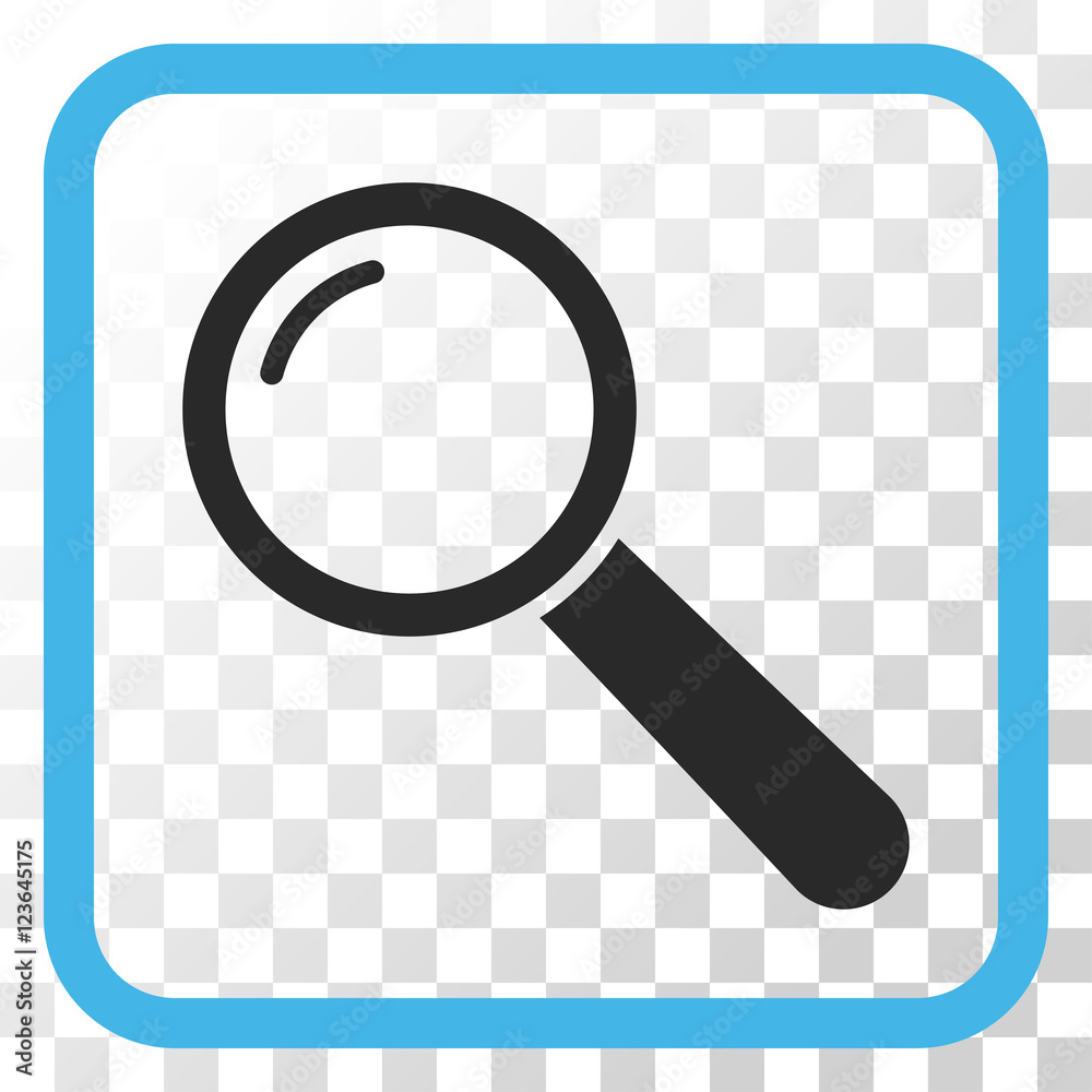 Magnifier blue and gray vector icon. Image style is a flat icon symbol ...