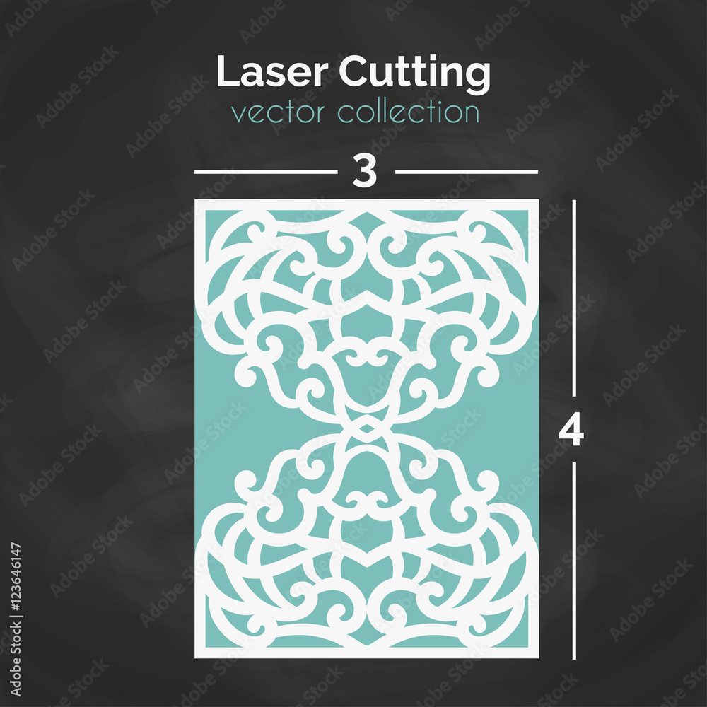 Laser Cut Card. Template For Cutting. Cutout Illustration. Stock Vector ...