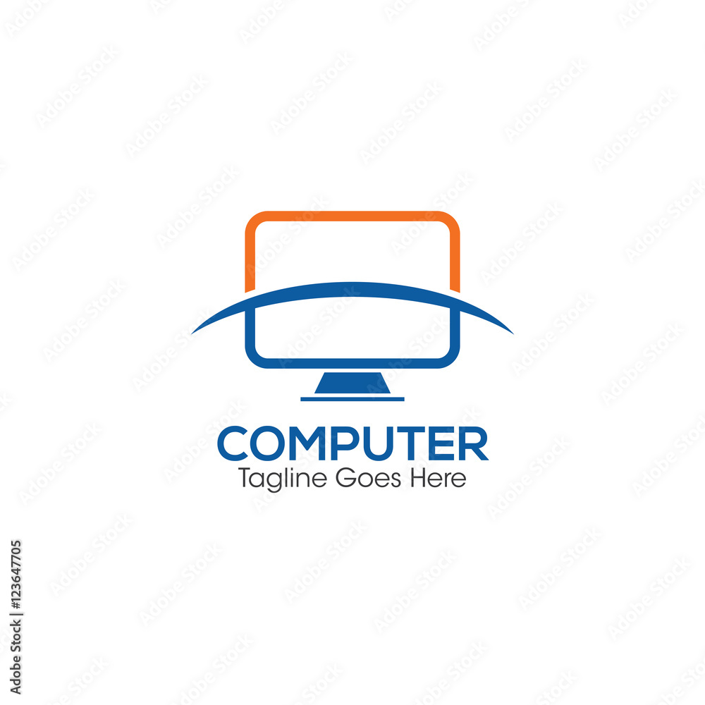 Computer Creative Concept Logo Design Template vector de Stock | Adobe ...