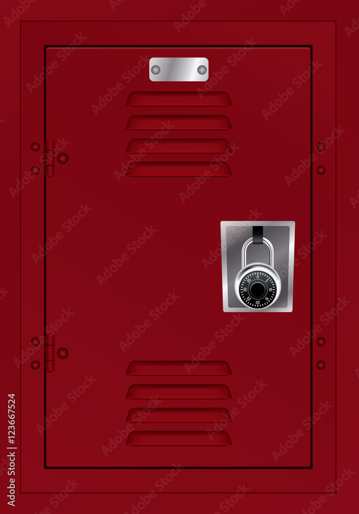 Poster Red Locker and Combination Lock Illustration – Wall Art | UkPosters