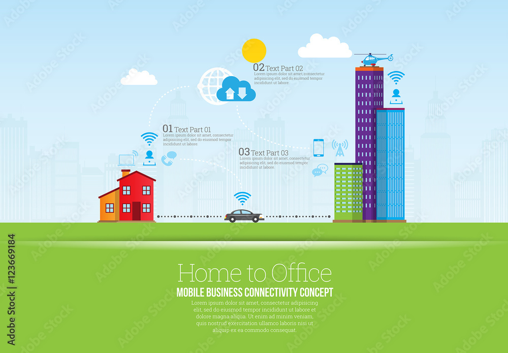 Home to Office Map Element Infographic Stock Template | Adobe Stock