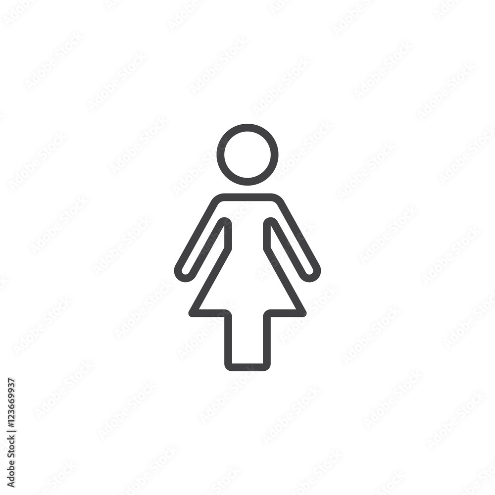 Woman line icon, Female Stick Figure outline vector logo illustration ...