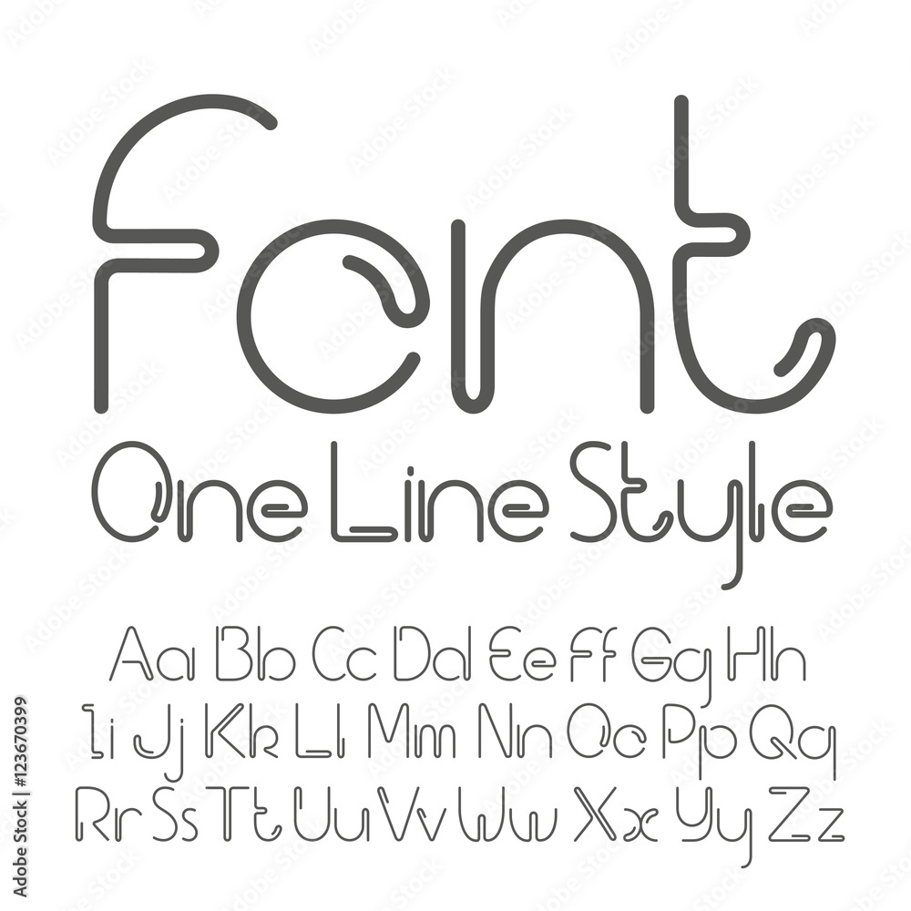 Vector linear font - simple and minimalistic alphabet in line style ...