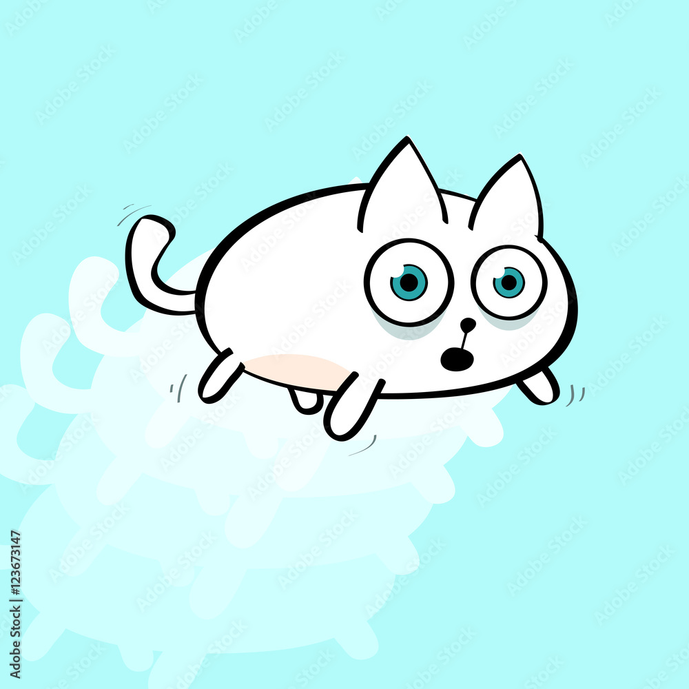 Scared Cartoon Cat Jumping. Isolated Vector Illustration. Stock Vector ...