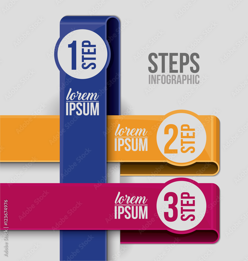 Steps icon. Infographic data information and options theme. Colorful ...