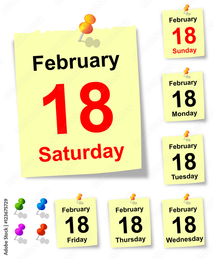 18 February, sheet of calendar. vector Stock-Vektorgrafik | Adobe Stock