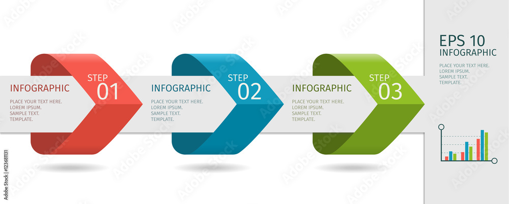 Infographic arrows with step up options. Vector template in flat design ...