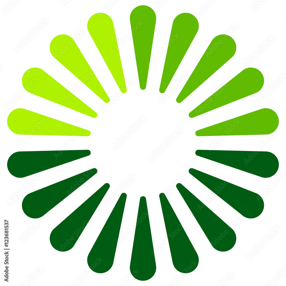 Logo shape, element in 3 colors with radial, concentric lines. B Stock ...