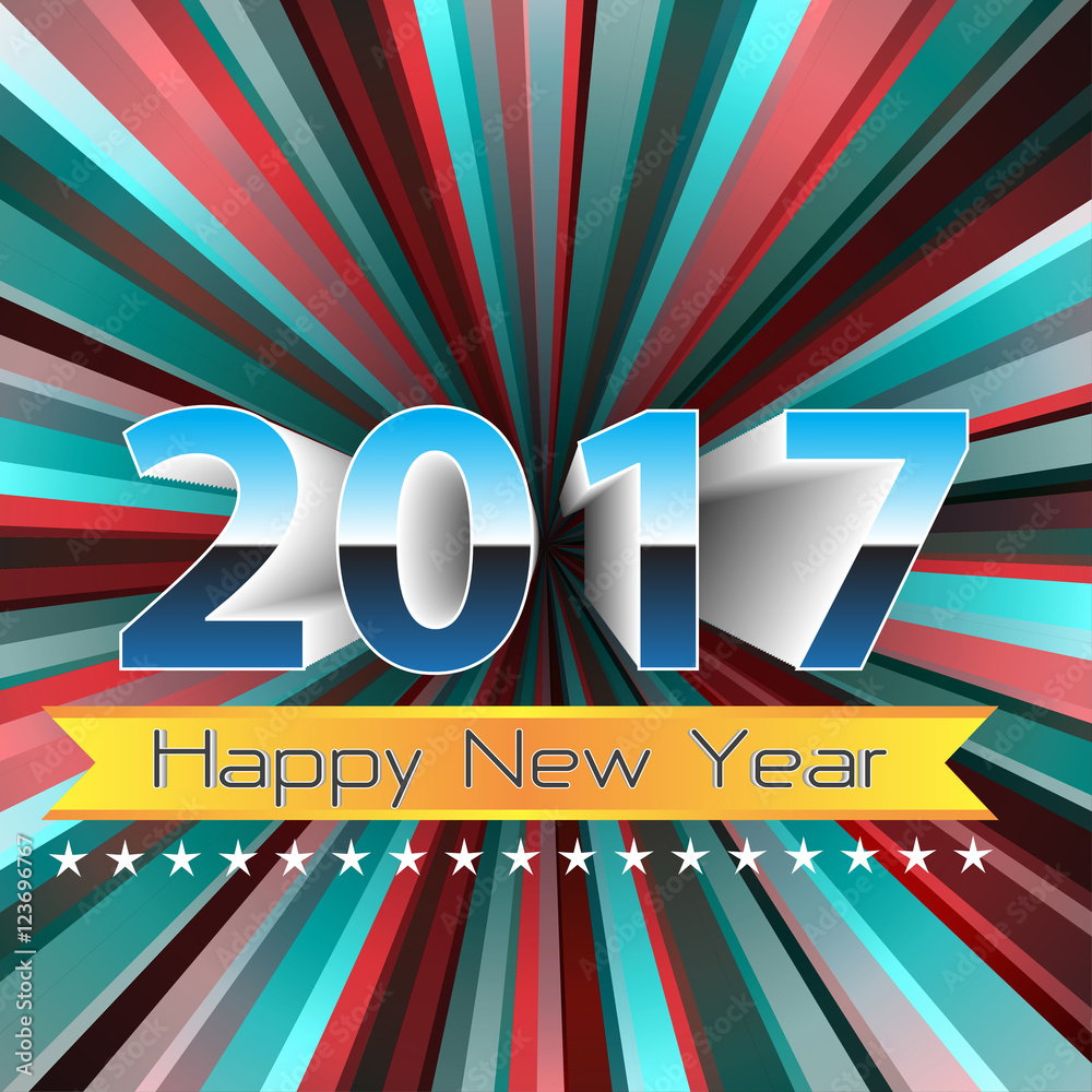 Happy New Year 2017 gold label banner on colors zoom background vector ...