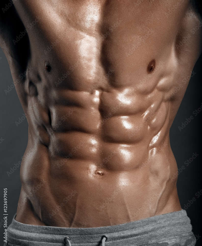Strong Athletic Man Fitness Model Torso showing six pack abs. Stock ...