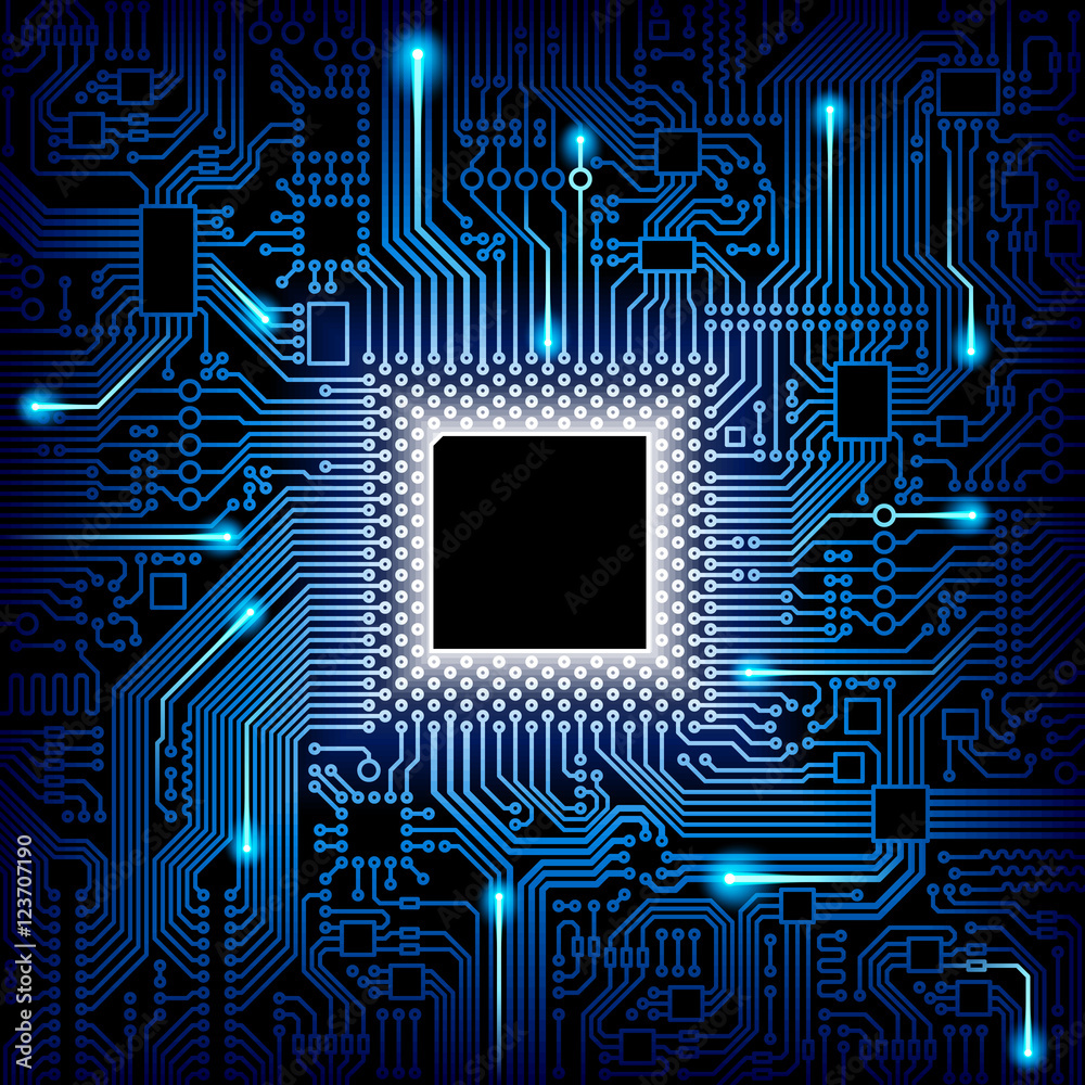 Computer processor and motherboard Stock Vector | Adobe Stock