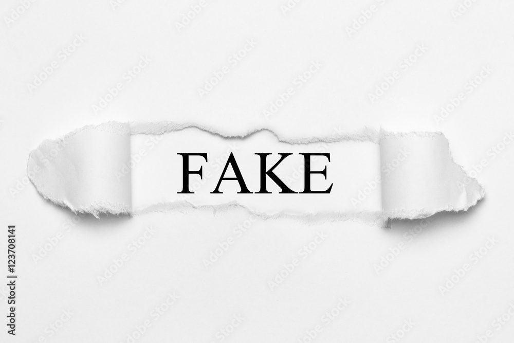 Poster Fake on white torn paper – Wall Art | UkPosters