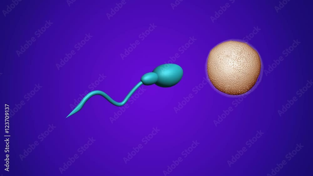 Animation Sperm And Fertile Human Egg Insemination Concept In Vitro