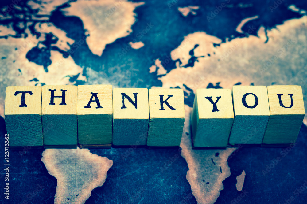 THANK YOU on grunge world map Stock Photo | Adobe Stock