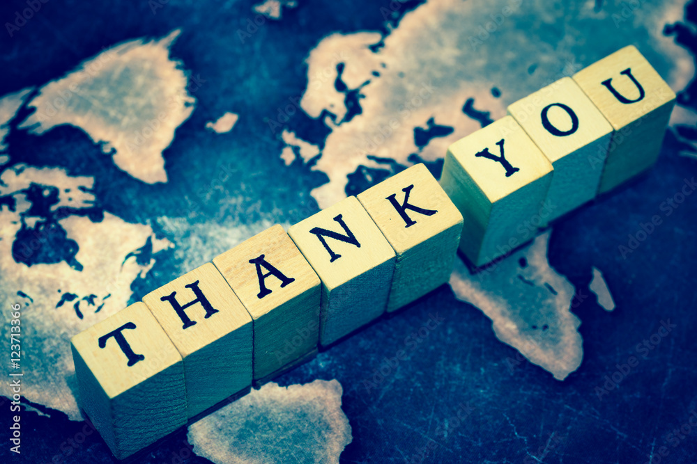 THANK YOU on grunge world map Stock Photo | Adobe Stock