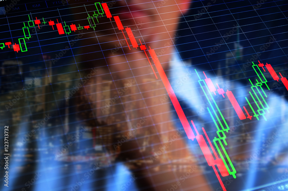 Stock market collapse after brexit. A businessman thinking, look ...