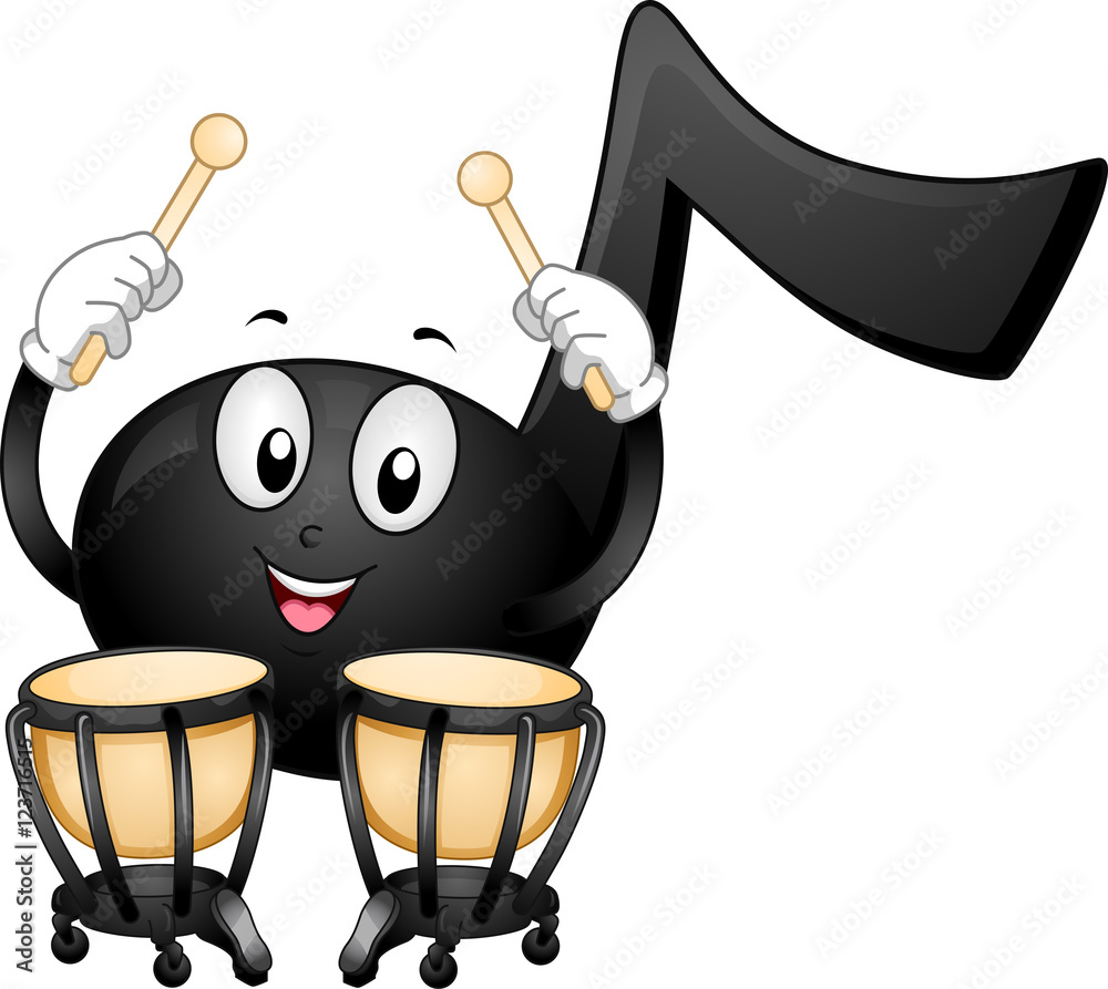 Music Note Mascot Timpani Stock Vector | Adobe Stock
