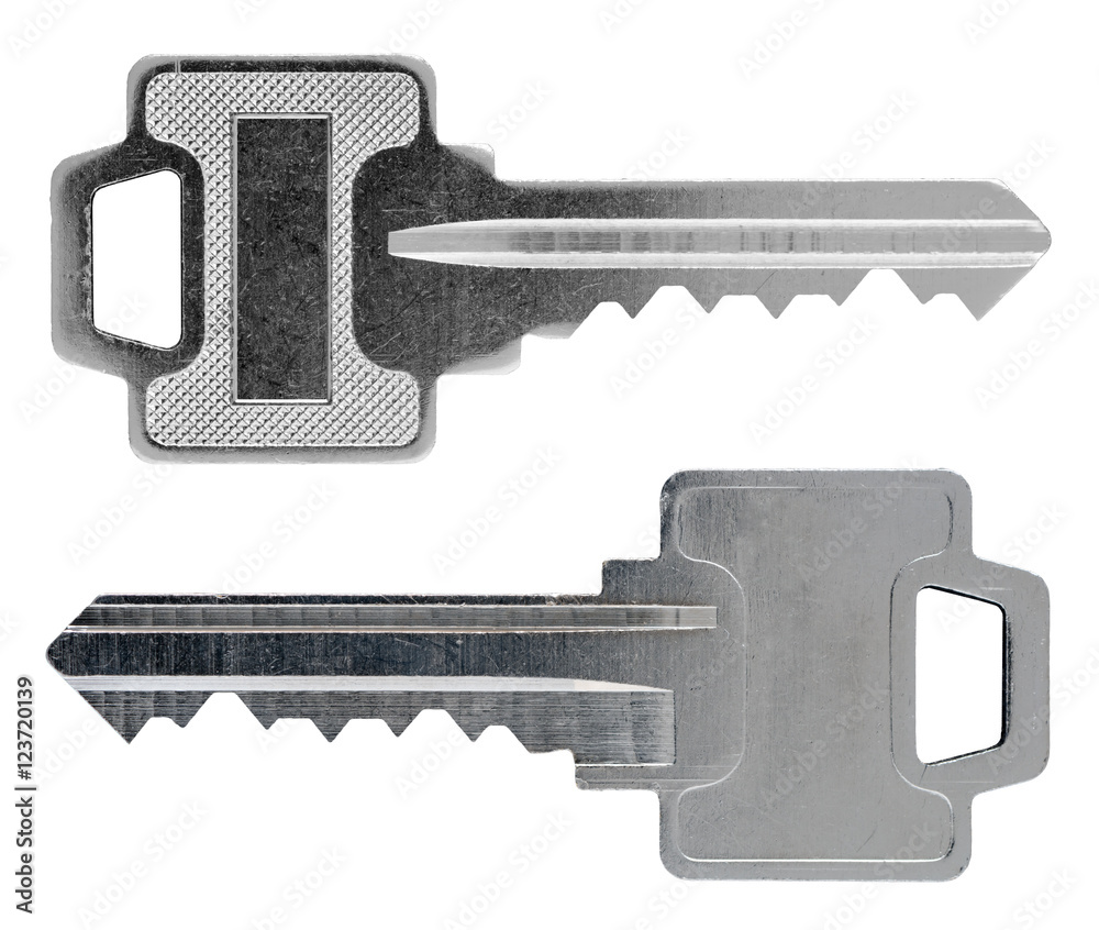 Two house office door lock keys isolated on white background Stock ...