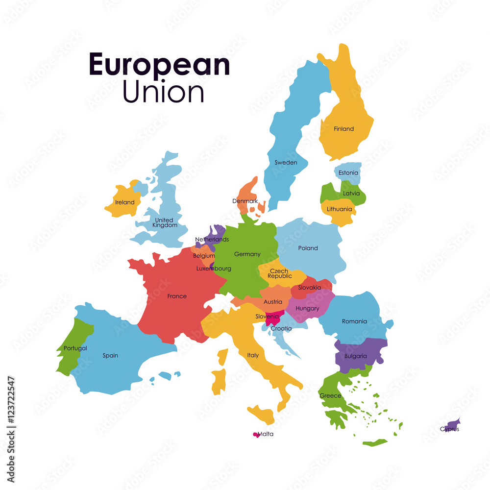European union map icon. Europe nation and government theme. Colorful ...